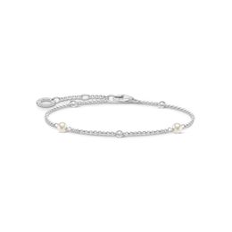 Thomas Sabo Damen Thomas Sabo Perlenarmband &raquo;wei&szlig;e Steine, A1989-167-14-L19V&laquo; mit Zirkonia (synth.) - mit S&uuml;&szlig;wasserzuchtperle bunt 19, Perlen Silber 