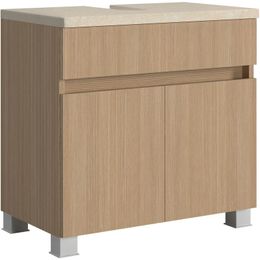 Welltime Waschbeckenunterschrank &raquo;EIXO, 2 T&uuml;ren, 1 feste Blende, Siphonausschnitt BxT: ca. 81x195 mm&laquo; braun Holzwerkstoff Eiche hell, B/H/T: 60cm x 