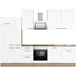 Optifit K&uuml;chenzeile &raquo;Fiona&laquo; Breite 320 cm, mit Hanseatic-E-Ger&auml;ten,in Premium oder Basic wei&szlig; B/H/T: 320cm x 60cm,mit E-Ger&auml;ten, Basic