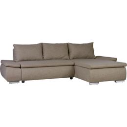 Home Affaire Ecksofa &raquo;Acra L-Form&laquo; mit Bettfunktion und Bettkasten, in Mattenoptik braun 100% Polyester B/H/T: 266cm x 83cm x 175cm, Struktur, 