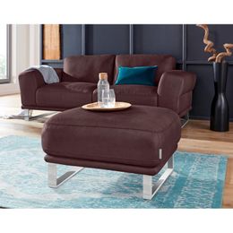 W.Schillig Hocker &raquo;montanaa&laquo; mit Metallkufen in Chrom gl&auml;nzend, Breite 71 cm braun B/H/T: 71cm x 42cm x 71cm, Longlife Xtra-Leder Z69