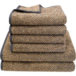 Dyckhoff Handtuch Set &raquo;Golden Shades Herringbone&laquo; Set 6 Stk. Walkfrottier 4 Handt&uuml;cher (50x100cm), 2 Duscht&uuml;cher (70x140cm) gold Walkfrottier, Obermaterial: 