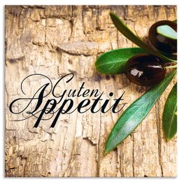 Artland K&uuml;chenr&uuml;ckwand &raquo;Oliven Guten Appetit&laquo; Alu Spritzschutz mit Klebeband, einfache Montage braun Aluminium B/H: 60cm x 60cm