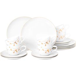 Seltmann Weiden Kaffeeservice &raquo;Geschirr-Set, 18 Teile, Liberty Golden Rose Hip&laquo; Tassen, Untertassen, Teller, Made in Germany, 18 Teile, f&uuml;r 6 Personen gold Porzellan 