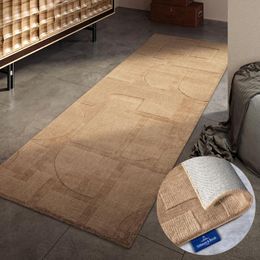 Villeroy & Boch Wollteppich &raquo;Alexis&laquo; rechteckig 10 mm H&ouml;he Handgewebt, Wolle, Natur, Wohnzimmer, Geometrie, Boho, Design beige Wolle B : 80cm 1 Stk., 10mm, L: 250cm