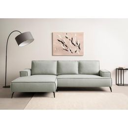 OTTO home Ecksofa &raquo;TVINNU&laquo; wahlweise Recamiere rechts/links, schwarze F&uuml;&szlig;e, bequemer Sitzkomfort gr&uuml;n B/H/T: 275cm x 83cm x 173cm, Flachgewebe 