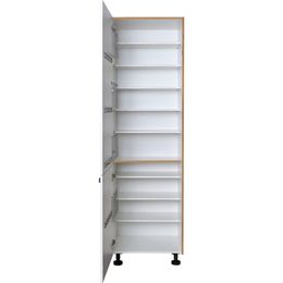 Express K&uuml;chen Vorratsschrank &raquo;ARTA&laquo; vormontiert Holzwerkstoff eichefarben astig, B/H/T: 60cm x 207cm x 58cm, T&uuml;ren: 1 Stk. T&uuml;ranschlag links