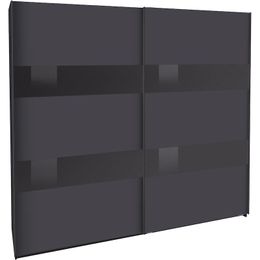 wimex Schwebet&uuml;renschrank &raquo;Altona&laquo; mit Glaselementen und zus&auml;tzlichen Einlegeb&ouml;den grau Holzwerkstoff Graphit, B/H/T: 225cm x 208cm x 65cm, T&uuml;ren: 2 Stk.