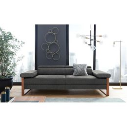 W.Schillig 2,5-Sitzer &raquo;finn&laquo; German Design Award 2016, Fu&szlig;gestell Nussbaum natur, Breite 230 cm grau Flachgewebe S22 (100% Polyester);Stoff S37 (100% 
