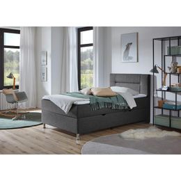 Home Affaire Boxbett &raquo;ESCALON, Polsterbett mit Bettkasten, inkl. Taschenfederkernmatratze H3&laquo; mit Anti-Slip-Topper, Strukturstoff-Bezug, Liegefl&auml;che 