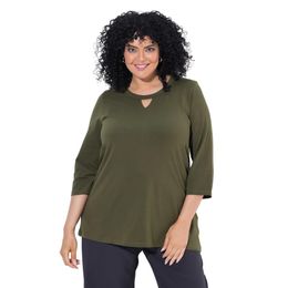 Ulla Popken Shirt in dunkel khaki | Gr.: 50-52