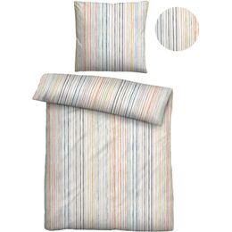 Biberna Bettw&auml;sche &raquo;Melina&laquo; 2 Stk. feiner Glanz + weicher Griff, pflegeleicht, ganzj&auml;hrig einsetzbar, RV beige Mako-Satin, Obermaterial: 100% Baumwolle B/L: 