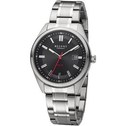 Regent Uhren Regent Damen Solaruhr Armbanduhr, Herrenuhr, Datum, Edelstahlarmband, bis 10 bar wasserdicht schwarz Einheitsgr&ouml;&szlig;e