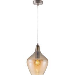 NOWA H&auml;ngeleuchte &raquo;PASO&laquo; E27 1 Stk. Metall Nickel matt, Glas amber, h&ouml;henverstellbar, &oslash; 220mm, E27 40W 1, &Oslash; 22cm H: 150cm, 1 Stk.