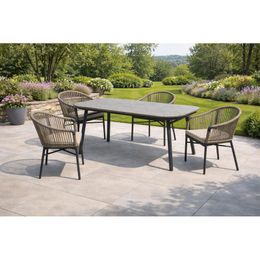 Destiny Garten-Essgruppe &raquo;TORNO SAN MARINO 4 Se + Tisch OV 180x90cm anthr.&laquo; Set, 5 tlg. Aluminium, Rope, Polywood grau Aluminium, Polywood, Wicker/