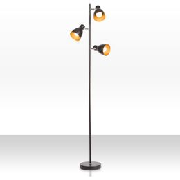 B.K.LICHT Stehlampe E27 LED Stehleuchte Design Standleuchte Retro Vintage Metall schwarz-gold gold 3, &Oslash; 22cm H: 166,5cm