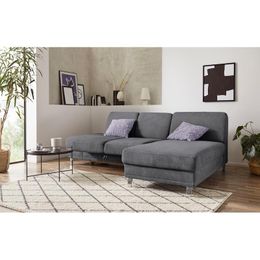Sit & More sit&more Ecksofa &raquo;Clio L-Form&laquo; optional Schlaffunktion oder Vorziehsitz und Bettkasten, Federkern grau B/H/T: 246cm x 89cm x 165cm, Luxus-Microfaser 