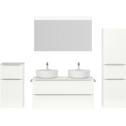 Nobilia Badm&ouml;bel-Set &raquo;Alvene&laquo; vormontiert, mit Soft-Close, 4 Stk. tlg. wei&szlig; B/H/T: 230cmcm x 184,2cmcm x 48,5cmcm, Griffe edelstahlfarbig