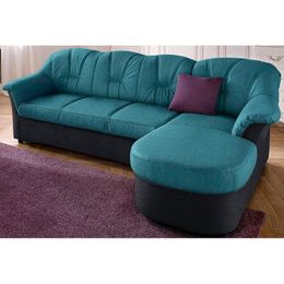 DOMO collection Ecksofa &raquo;FLORES Schlafsofa, 233x142x86 cm, L-Form&laquo; whlw. mit Bettfunktion, whlw. mit Federkern schwarz Kunstleder SOFTLUX / Struktur (
