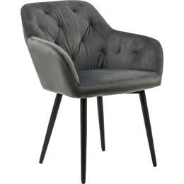 Salesfever Esszimmerstuhl &raquo;Coventry Komfortabler Polstertuhl im eleganten Stil&laquo; () Stilvoll mit eleganter Knopfheftung grau 100% Polyester, Metall B/H