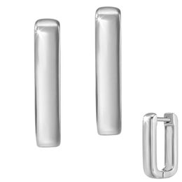 Firetti Damen Paar Creolen &raquo;Schmuck Geschenk Silber 925 Ohrschmuck Ohrringe Rechteck&laquo; Made in Germany - wahlweise mit oder ohne Zirkonia silber ohne 