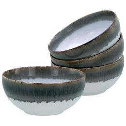 Creatable Schale &raquo;Cascade, Buddha Bowl 17,5 cm 4-tlg&laquo; 4 Stk. aus Steinzeug Rekativglasur, Healthy Food grau Steinzeug &Oslash; 17,5cm
