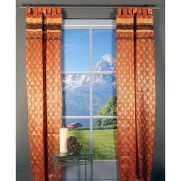 HOSSNER - ART OF HOME DECO Gardine &raquo;Arnisee&laquo; Schlaufen 1 Stk. tlg. Schlaufenschal mit Dekokante orange Polyester 250cm, Schlaufen, 110cm
