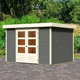 Karibu Gartenhaus &raquo;"Arnis 5" anthrazit&laquo; aus hochwertiger nordischer Fichte grau Holzwerkstoff ohne Fu&szlig;boden, ohne Dacheindeckung