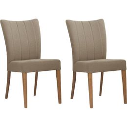 OTTO home 4-Fu&szlig;stuhl &raquo;Dia&laquo; (Set) 2 Stk.Gestell Eiche massiv ge&ouml;lt braun Polyester B/H/T: 47cm x 91cm x 66cm, 2 Stk., Strukturstoff