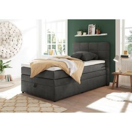 ED EXCITING DESIGN Boxspringbett &raquo;Tacoma&laquo; inkl. Bettkasten und Topper grau Holzwerkstoff Microvelours Holzwerkstoff mit Bettkasten, Liegefl&auml;che B/L: 