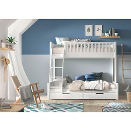 Vipack Etagenbett &raquo;Scott, Kiefer massiv, stabil gebaut, Made in Europe, Landhaus-Optik&laquo; B/H/T ca. 208x175x158cm, inkl. Rolllattenroste, Leiter, Absturzschutz
