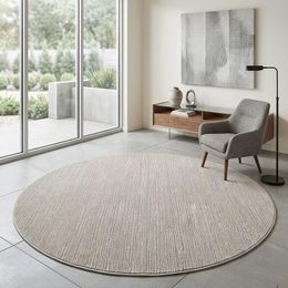 Sehrazat Teppich &raquo;LIMA, auch als L&auml;ufer&laquo; rund 10 mm H&ouml;he Kurzflor, Linienstruktur, leichter Glanz, Wohnzimmer beige Polyester, Polypropylen &Oslash; 120cm 1 Stk., 