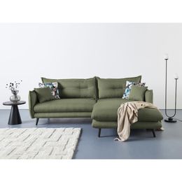 Home Affaire Ecksofa &raquo;Lazio, 255 x 180 cm, modern und bequem&laquo; Struktur fein, L-Form, inkl. R&uuml;cken- und Zierkissen gr&uuml;n 100% Polyester B/H/T: 255cm x 