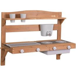 Roba Outdoor-Spielk&uuml;che &raquo;Matschk&uuml;che zum Aufh&auml;ngen, teakholzfarben lasiert, aus Holz&laquo; braun Einheitsgr&ouml;&szlig;e