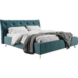 Home Affaire Polsterbett &raquo;Elloree in 4 Breiten bis 200cm, auch in Leder&laquo; Kopfteilh&ouml;he 105cm, belastbar bis 280 kg, auch in &Uuml;berl&auml;nge 220cm blau 100% 