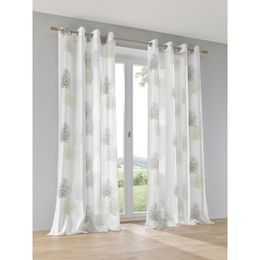 Kutti Vorhang &raquo;Belinda&laquo; &Ouml;sen 1 Stk. tlg. Gardine, halbtransparent, Ausbrenner, bedruckt, Viskose-Polyester gr&uuml;n Ausbrenner, Polyester, Viskose 145cm, &Ouml;sen, 