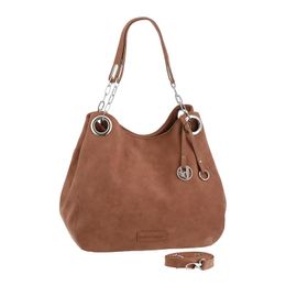 Bruno Banani Damen Henkeltasche mit Schmuckanh&auml;nger und silberfarbenen Details braun B/H/T: 34cm x 30cm x 16cm
