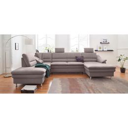 Sit & More sit&more Wohnlandschaft &raquo;Cardoso U-Form&laquo; mit Federkern und Kopfst&uuml;tzen, mit Schlaffunktion und Relaxfunktion grau Luxus-Microfaser 1 (100% Polyester);