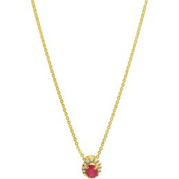 Firetti Damen Kette mit Anh&auml;nger &raquo;Schmuck Geschenk Gold 375 Halsschmuck Halskette Rund-Ankerkette&laquo; mit Rubin, Zirkonia (synth.) rot Gelbgold 375, L: 