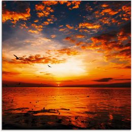 Artland Glasbild &raquo;Sonnenuntergang am Strand&laquo; Sonnenaufgang & -untergang 1 Stk. tlg. in verschiedenen Gr&ouml;&szlig;en orange B/H/T: 30cm x 30cm, Glasbild Sonnenaufgang 