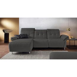 Home Affaire Ecksofa &raquo;Manhattan L-Form&laquo; 2 Sitze mit elektrischer Relaxfunktion, verstellbare Armlehnen grau Kunstleder SOFTLUX ;Flachgewebe (100% 