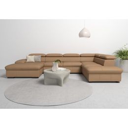 OTTO home Wohnlandschaft &raquo;Alberto U-Form&laquo; mit Kopfteilverstellung, wahlweise mit Schlaffunktion braun Luxus-Microfaser in Lederoptik (100% Polyester);