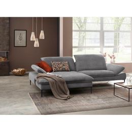 W.Schillig Ecksofa &raquo;enjoy&MORE, Designsofa, elegant und bequem, L-Form&laquo; Sitztiefenverstellung, F&uuml;&szlig;e schwarz pulverbeschichtet, Breite 294 cm grau 