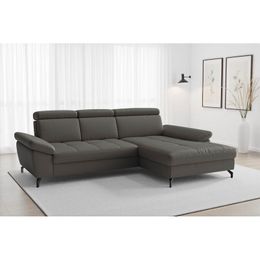 Sit & More sit&more Ecksofa &raquo;Vanity L-Form, B: 264 cm, Leder&laquo; Inkl.Sitz-,Kopf-und Armteilverstellung grau B/H/T: 264cm x 84cm x 181cm, NaturLEDER Stoff, 