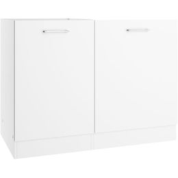 KOCHSTATION Sp&uuml;lenschrank &raquo;KS-Milan&laquo; Sp&uuml;lzentrum 110 cm, matte oder hochgl&auml;nzende Fronten wei&szlig; Holzwerkstoff wei&szlig;, B/H/T: 110cm x 82cm x 60cm, T&uuml;ren: 