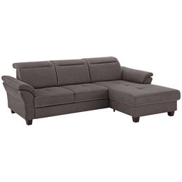 OTTO home Ecksofa &raquo;Solvei L-Form&laquo; mit Recamierenabschlu&szlig; und Sitztiefenverstellung grau Struktur (100% Polyester);Luxus-Microfaser Lederoptik (100% 