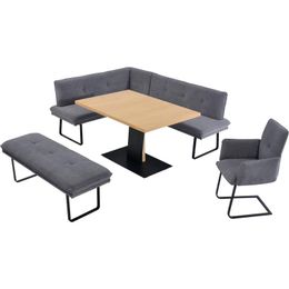K+w Komfort & Wohnen K+W Komfort & Wohnen Essgruppe &raquo;Giacomo III&laquo; 4 Stk. tlg. wahlweise links oder rechts langer Schenkel 207cm, Freischwingersessel grau Flachgewebe 