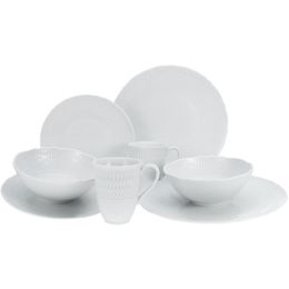 Creatable Kombiservice &raquo;Geschirr-Set Sofia&laquo; Service, klassisch elegantes Relief, 8 Teile, f&uuml;r 2 Personen wei&szlig; Porzellan 8 Stk.