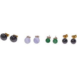 Firetti Damen Ohrstecker-Set &raquo;Multipack Schmuck Geschenk Silber 925 Ohrschmuck Ohrringe&laquo; Made in Germany - mit H&auml;matit, Jade, Chalcedon bunt Silber 