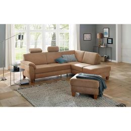 OTTO home Ecksofa &raquo;Alta L-Form&laquo; mit Federkern und Kontrastnaht, F&uuml;&szlig;e Buche eichefarben braun Struktur ( 100% Polyester);Struktur fein ( 100% Polyester